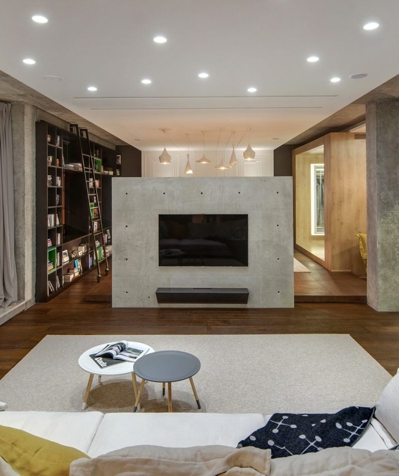 Mobilier béton,design mural et escaliers – 75 idées