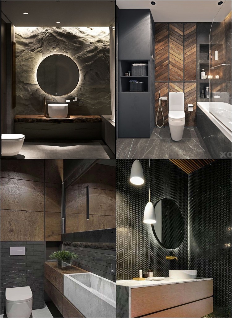 Déco murale salle de bain en 50 ambiances sombres et respirant le luxe!